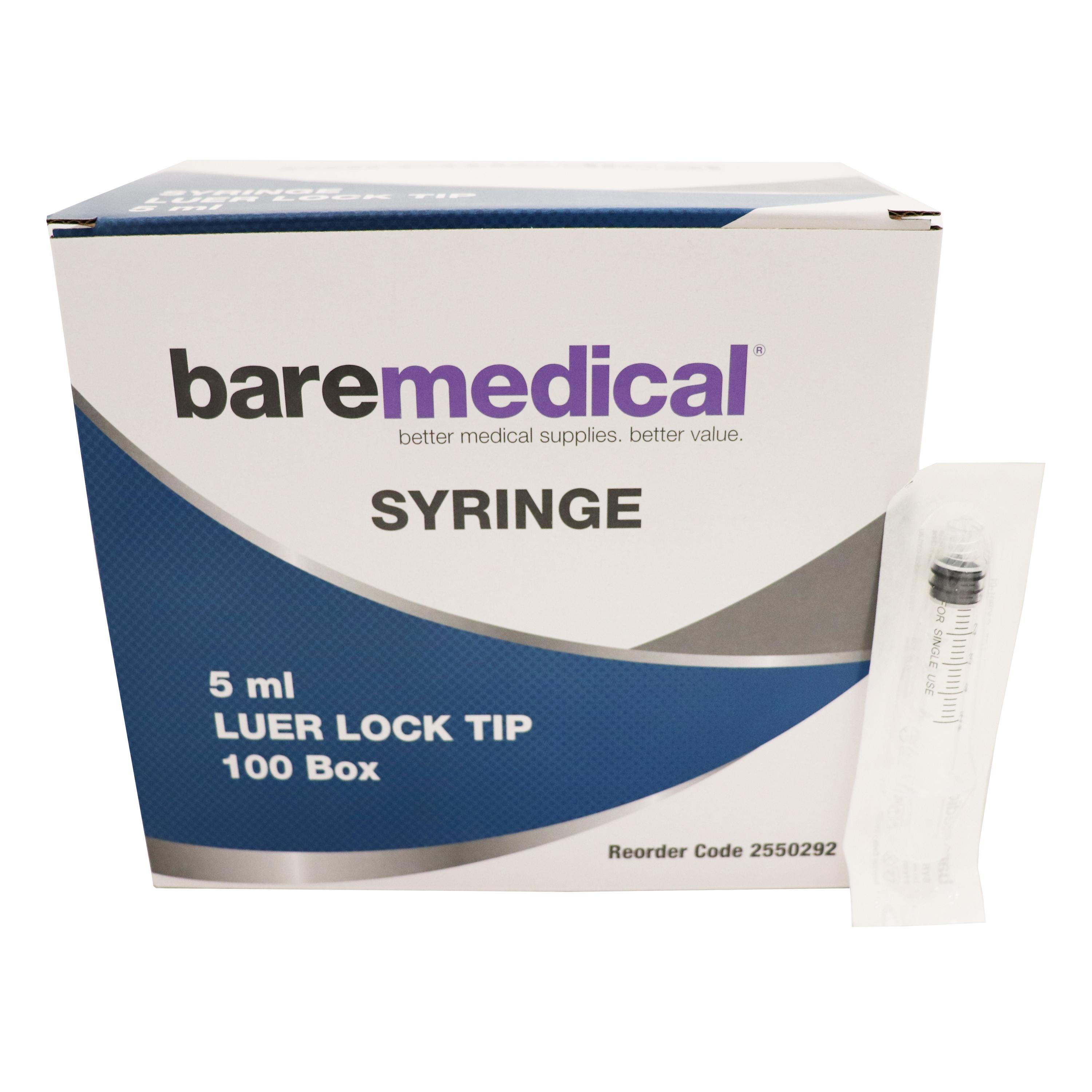 Syringe 5ml Luer Lock Tip Baremedical